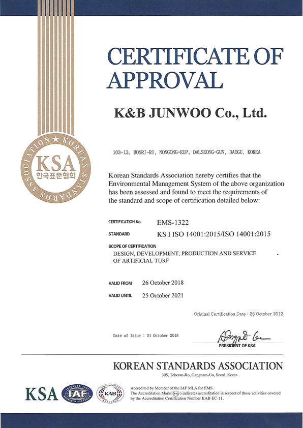 Approval certificate